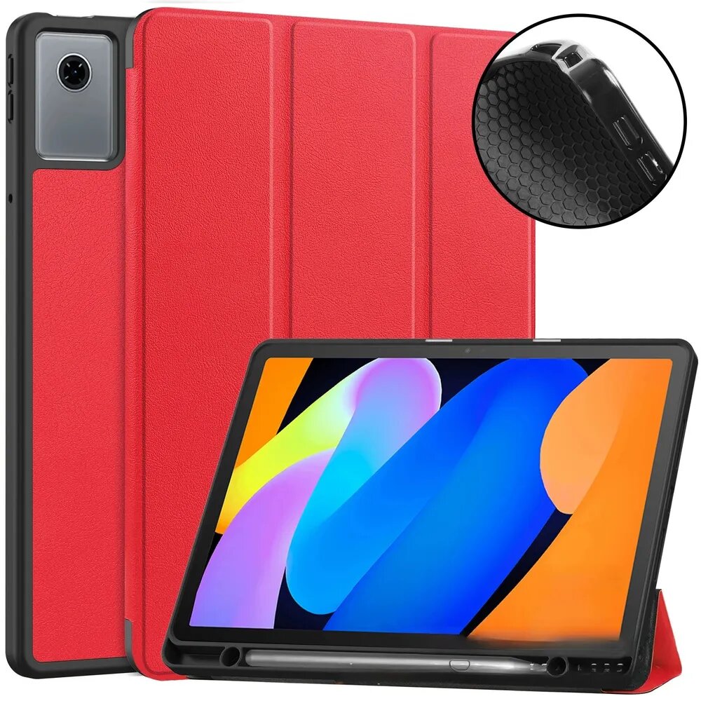 Защитный чехол для планшета Lenovo Idea Tab11 TB336FU, трехсекционный, из ТПУ, с отсеком для стилуса, мягкий чехол (красный - для Moto Pad 60 NEO-005)