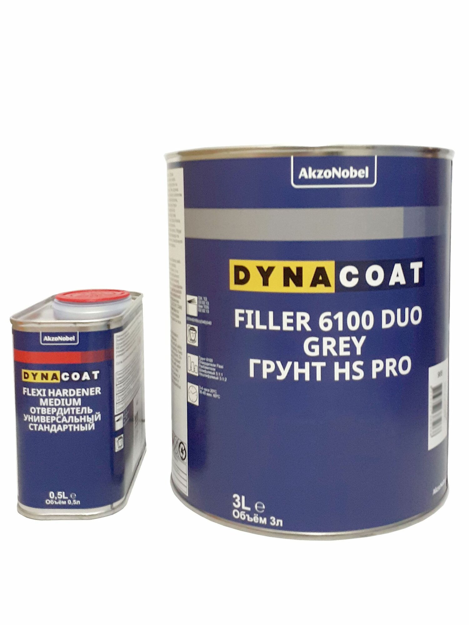 Грунт-выравниватель Dynacoat HS PRO FILLER 6100 DUO серый 3л + 0,5л отвердитель