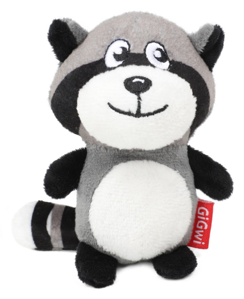 Игрушка для собак GiGwi / ГиГви PLUSH FRIENDZ Енот с пищалкой, мягкая, 12см / зоотовары для животных