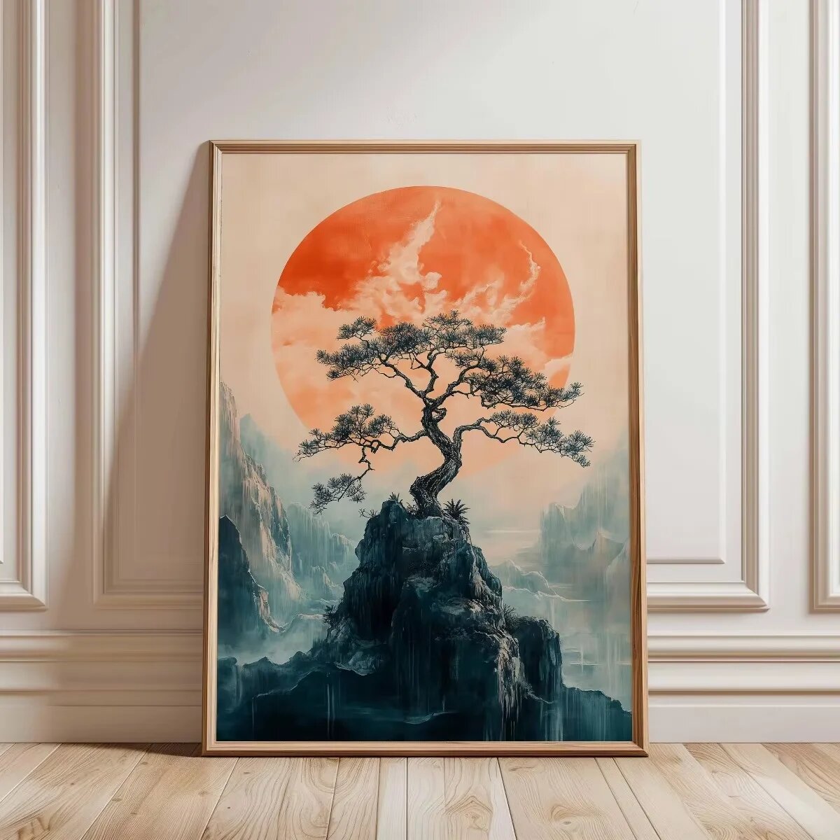 Японский винтажный холст с принтом "Тигр и кошка" VA1506, 30x40cm Unframed