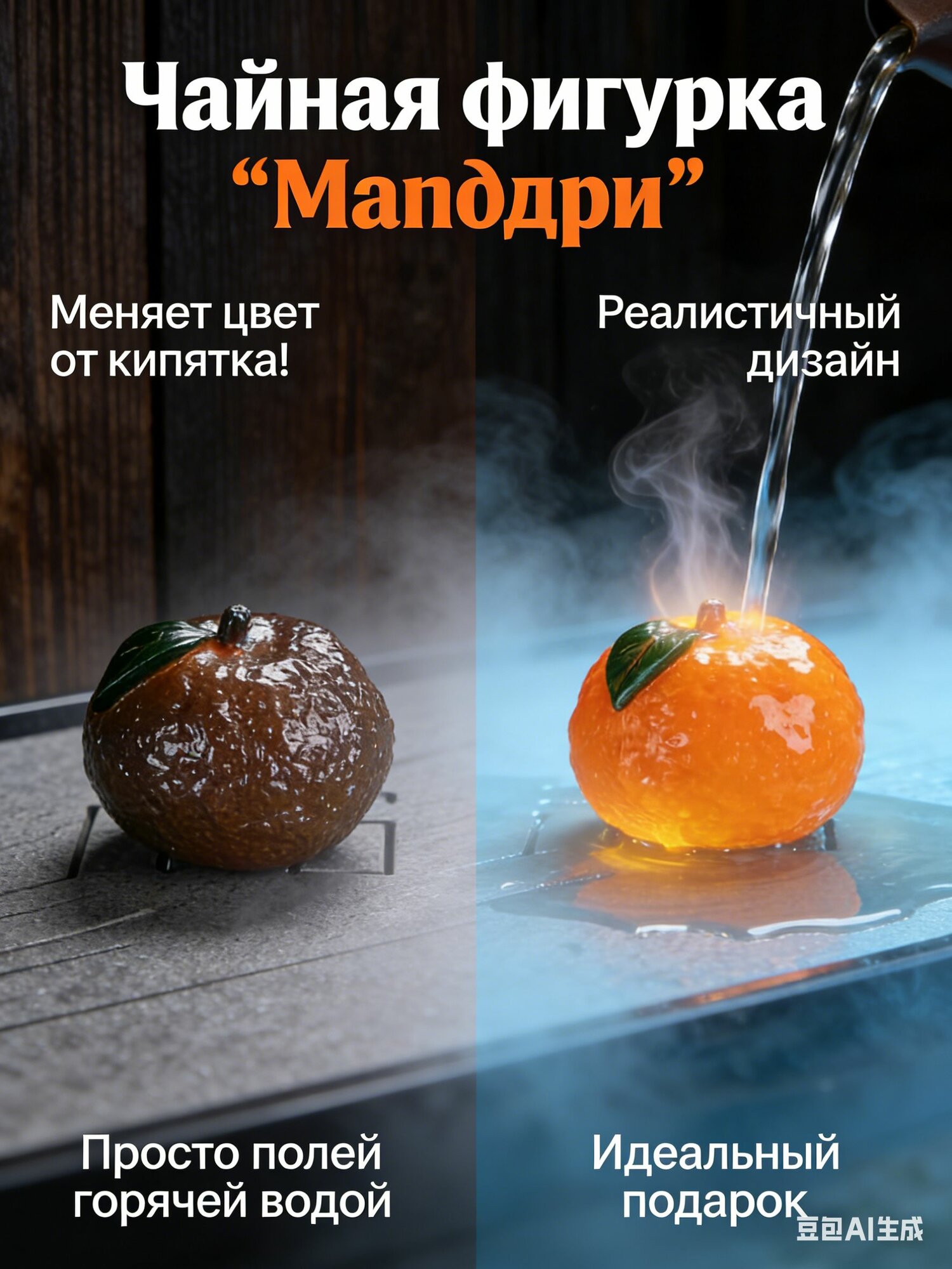 Фигурка для чайной церемонии меняющий цвет-набор для чайной церемонии, высота 4.12 см, длина 3.93 см