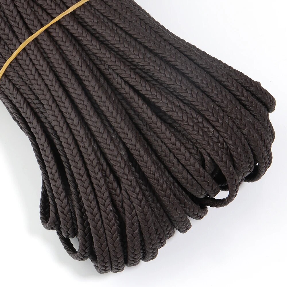 Кожаный плетеный шнур 5 мм 5 ярдов Черный, deep brown