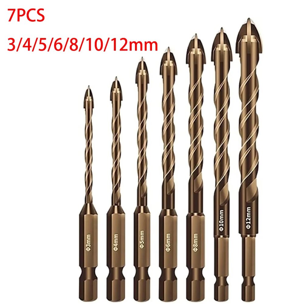 Сверла твердосплавные 7/8 шт, 3-12 мм 7PCS