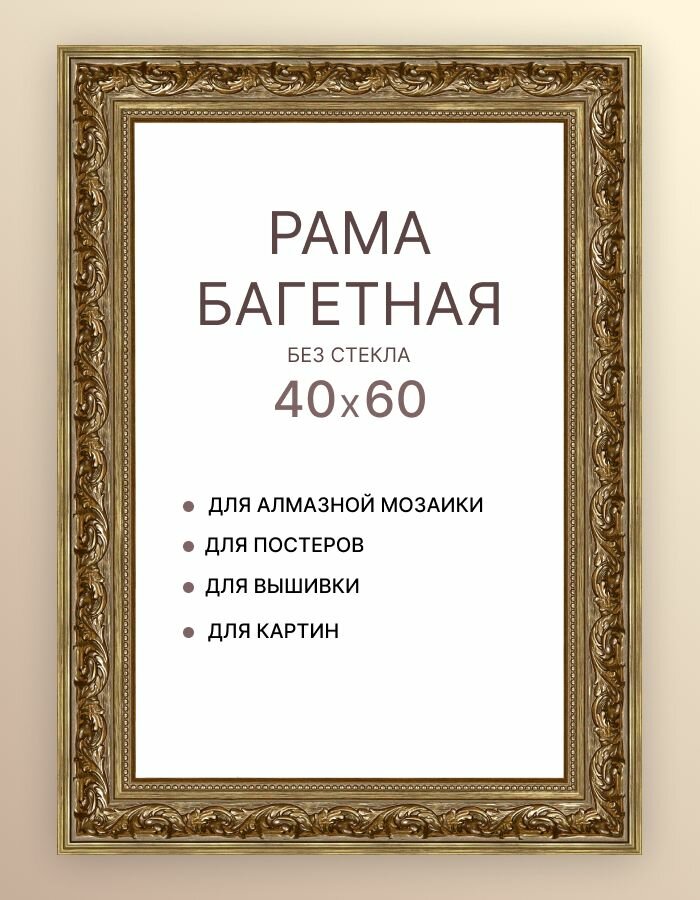 Багетная рама 40х60 для картин багет рамка 40 на 60 для алмазной мозаики картины по номерам подрамнике холсте вышивки