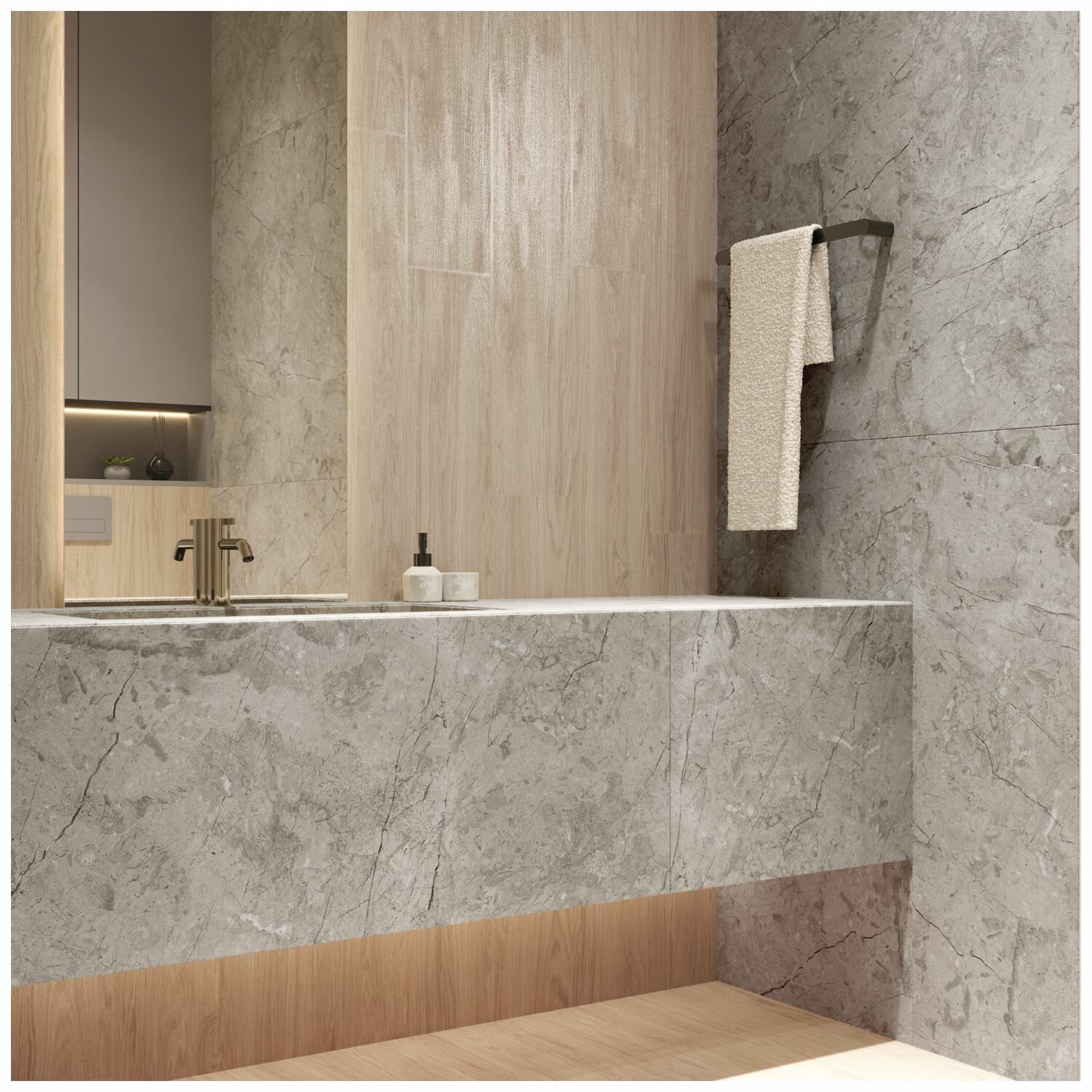 Керамогранит CREANZA Crissel Wood Pine бежевый матовый рельефный 20x120 см 1,44 м2