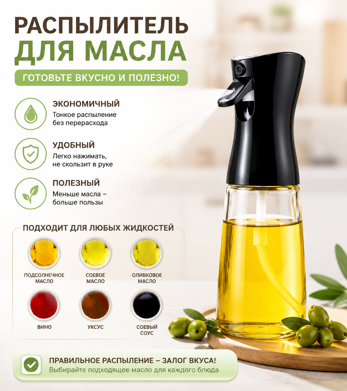 Маслёнка кухонная 220 мл, пищевой пластик, для масла, уксуса и соусов, 1 шт.