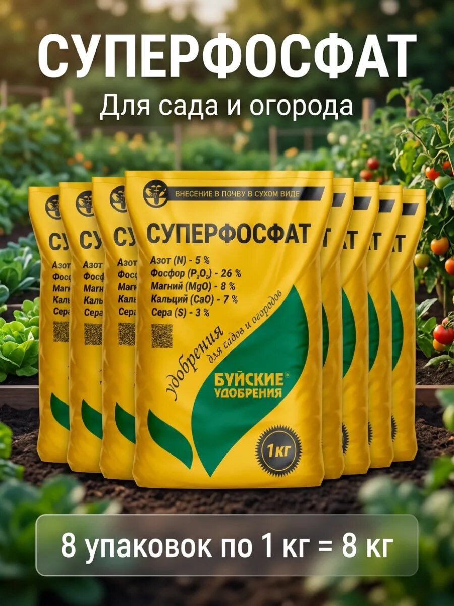Суперфосфат Гуминизированный Удобрение, 8 кг