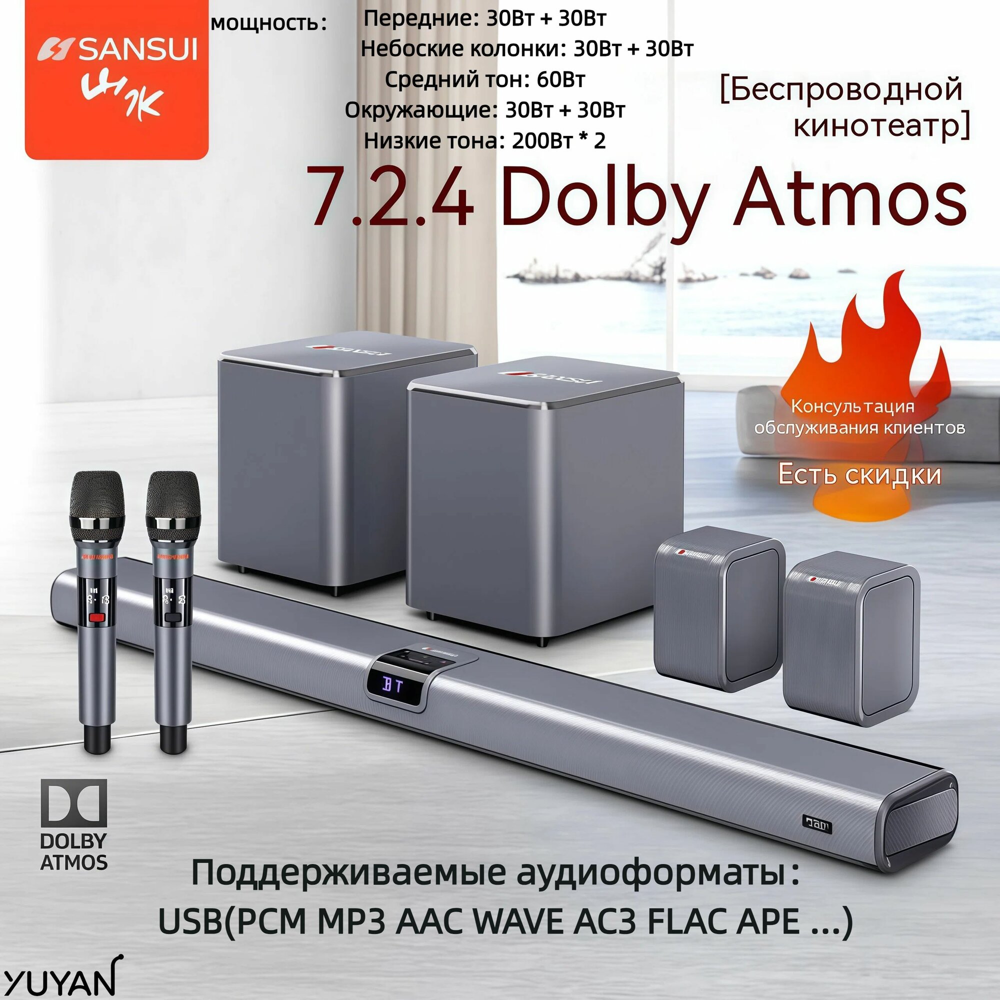 Домашний кинотеатр 7.2.4 с Dolby Atmos