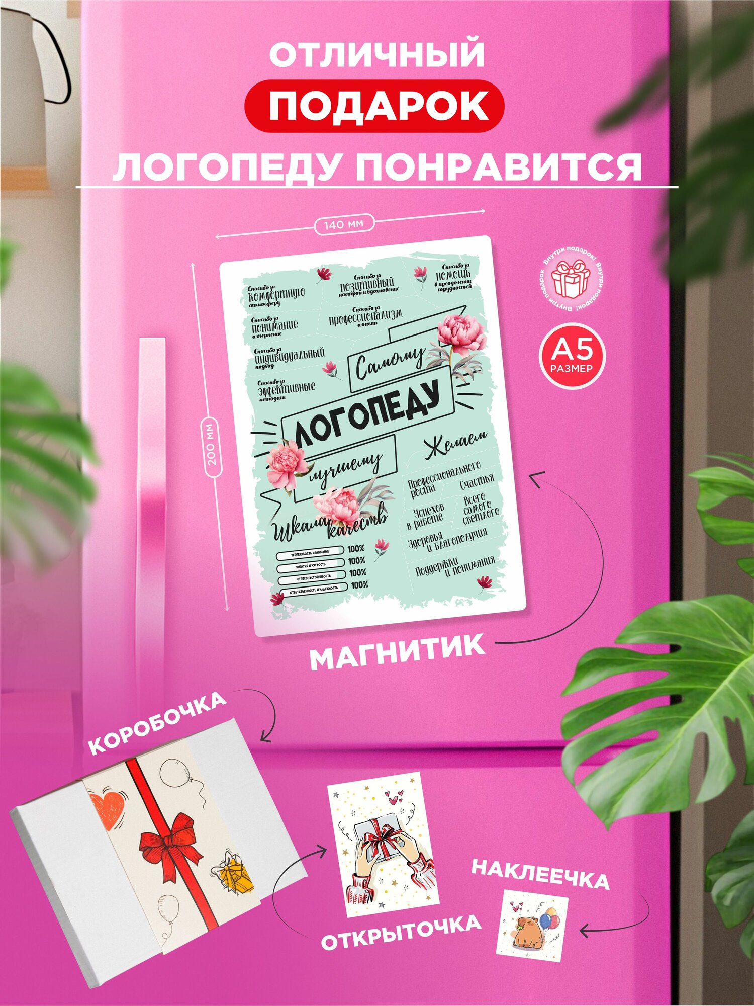 Оригинальный подарок логопеду детского сада на день рождения и новый год, магнит с пожеланиями