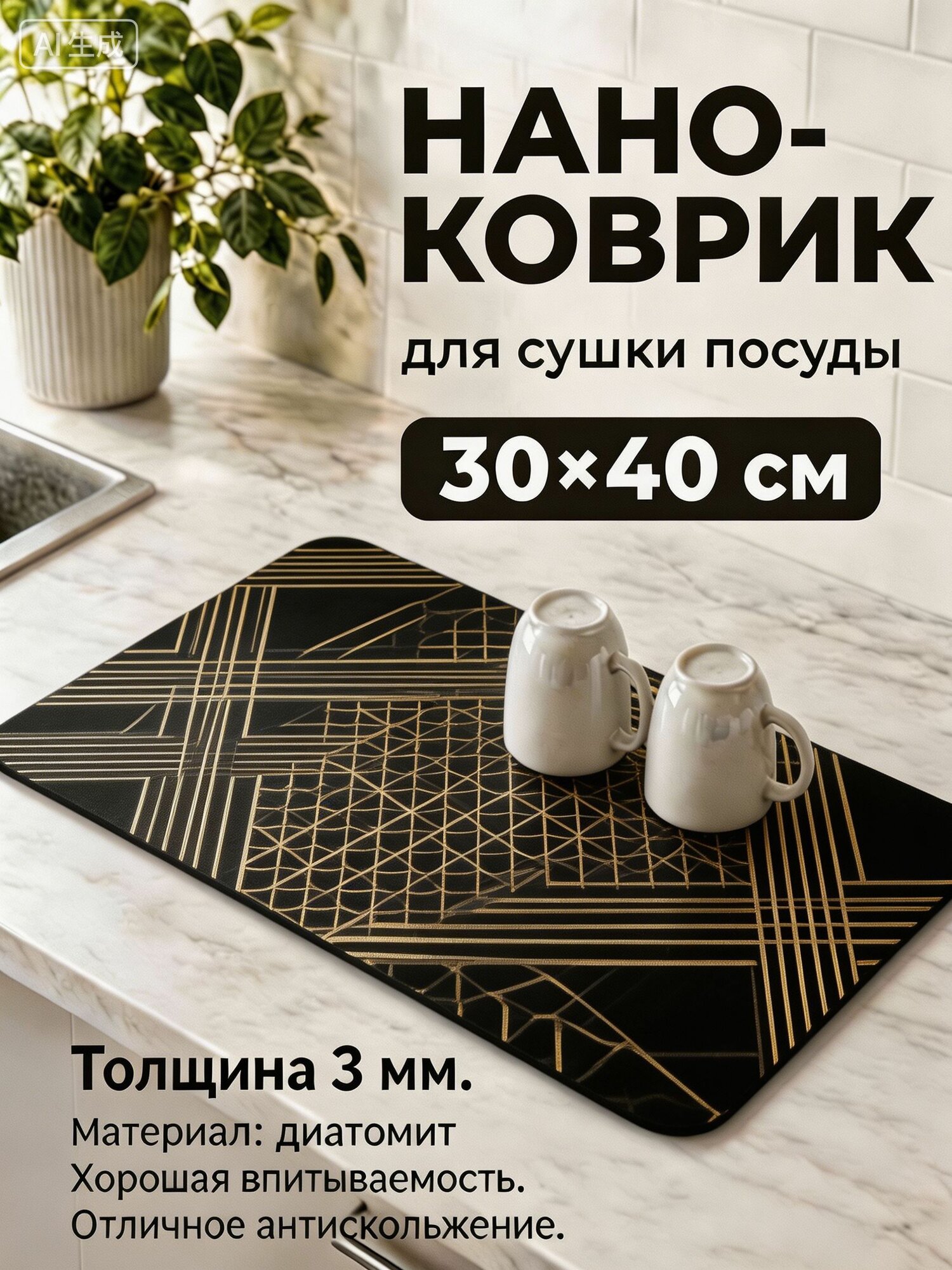 Сушилка для посуды, 40 см х 30 см , 1 шт