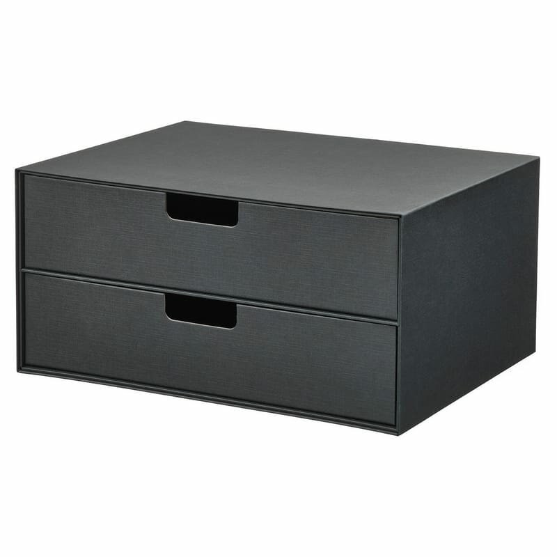 Органайзер для хранения вещей ikea FJADERHARV мини-комод 2 ящика, антрацит, 32x25 см 005.968.92