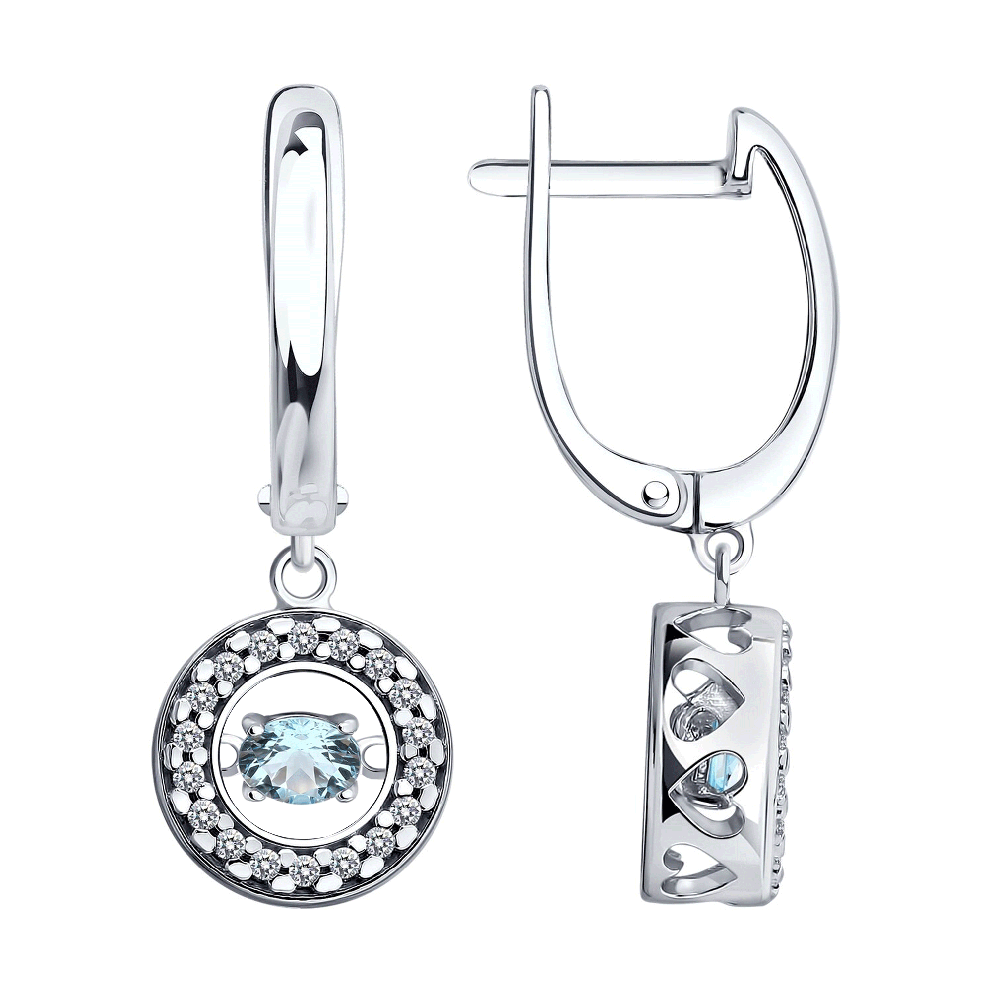 Серьги Diamant online, серебро, 925 проба, родирование, фианит