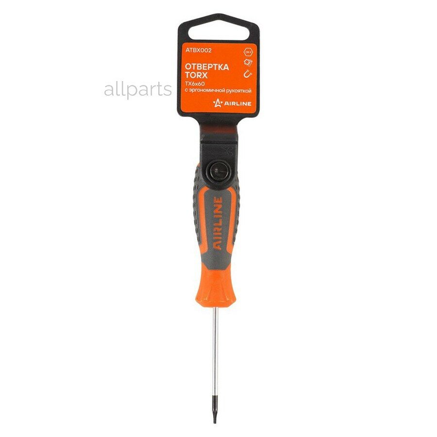 AIRLINE ATBX002 Отвертка TORX TX6x60 магнитный наконечник пласт. подвес (ATBX002)