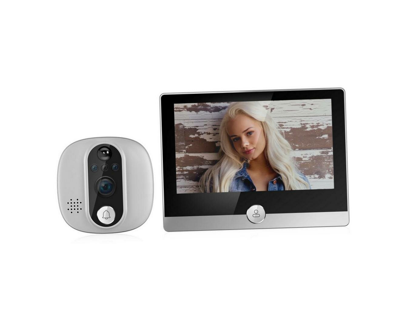 HD видеоглазок для входной двери Tuya Wi-Fi i-Home SW1(Tuya-2.0MP) (Q21983SFW) с записью на SD карту и датчиком движения. Дверной глазок - экран 4,3