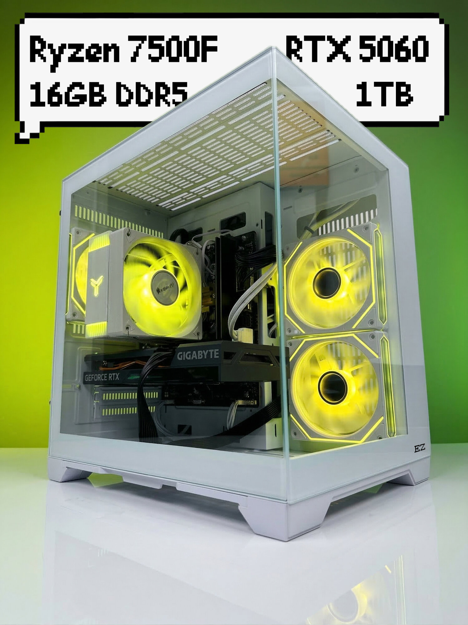 Игровой ПК EZPC RTX 5060 | Ryzen 5 7500F | 16GB DDR5 | 1TB SSD | Win 10 Pro