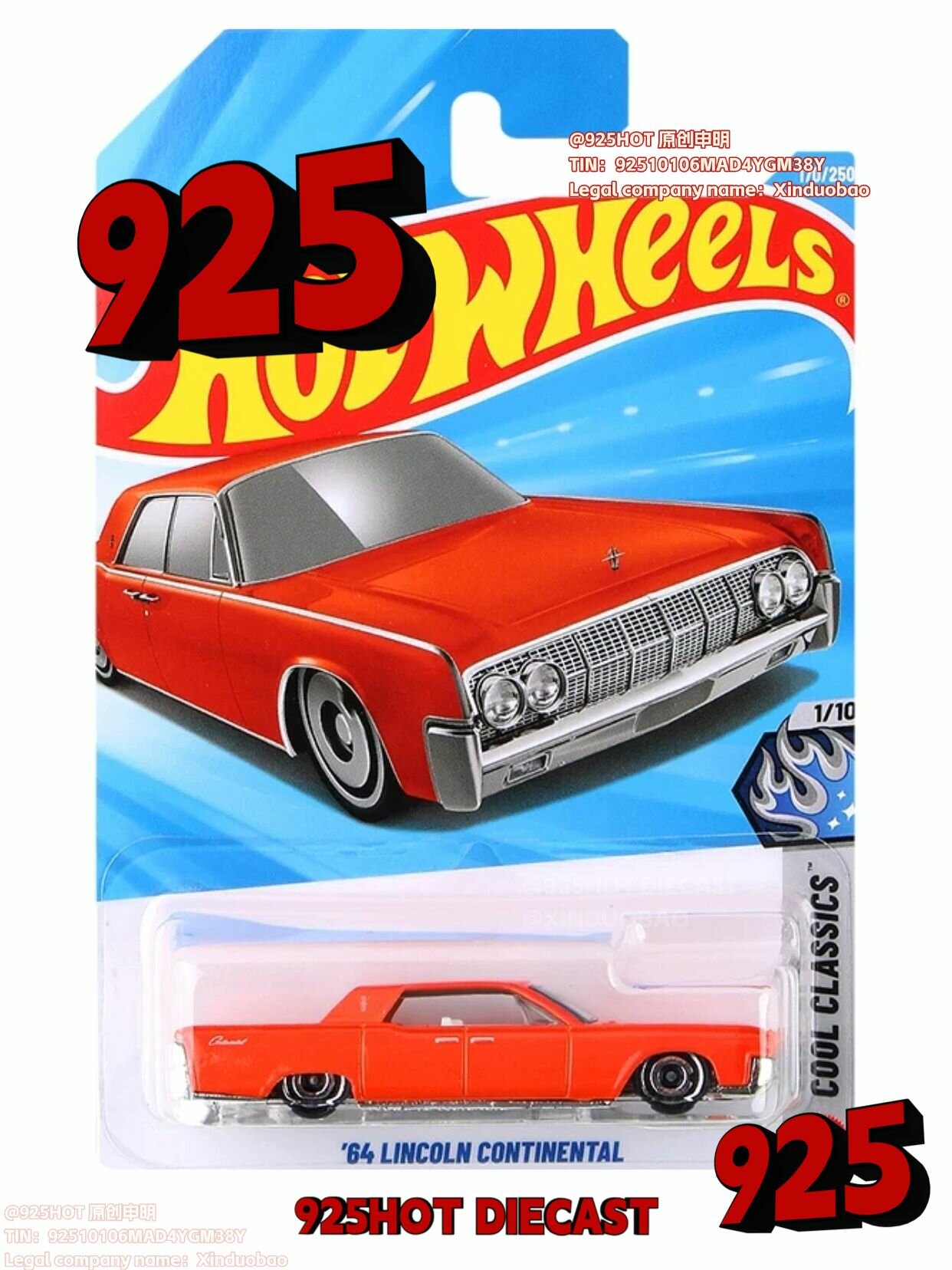 Машинка 925HOT WHEEL C4982 2026H 170 '64 Lincoln Continental Cool Classics игрушечная машина