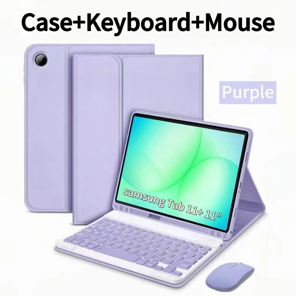 Чехол HUAIBX для Samsung Galaxy Tab A11 Plus 11", с клавиатурой Фиолетовый, Purple-2, French