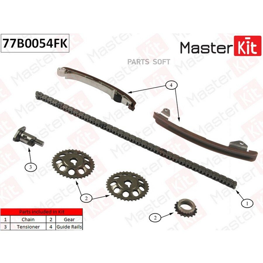 MASTERKIT 77B0054FK 77B0054FK Комплект цепи ГРМ Toyota Corolla E12 1ZZ-FE/2ZZ-GE 01-07 ()