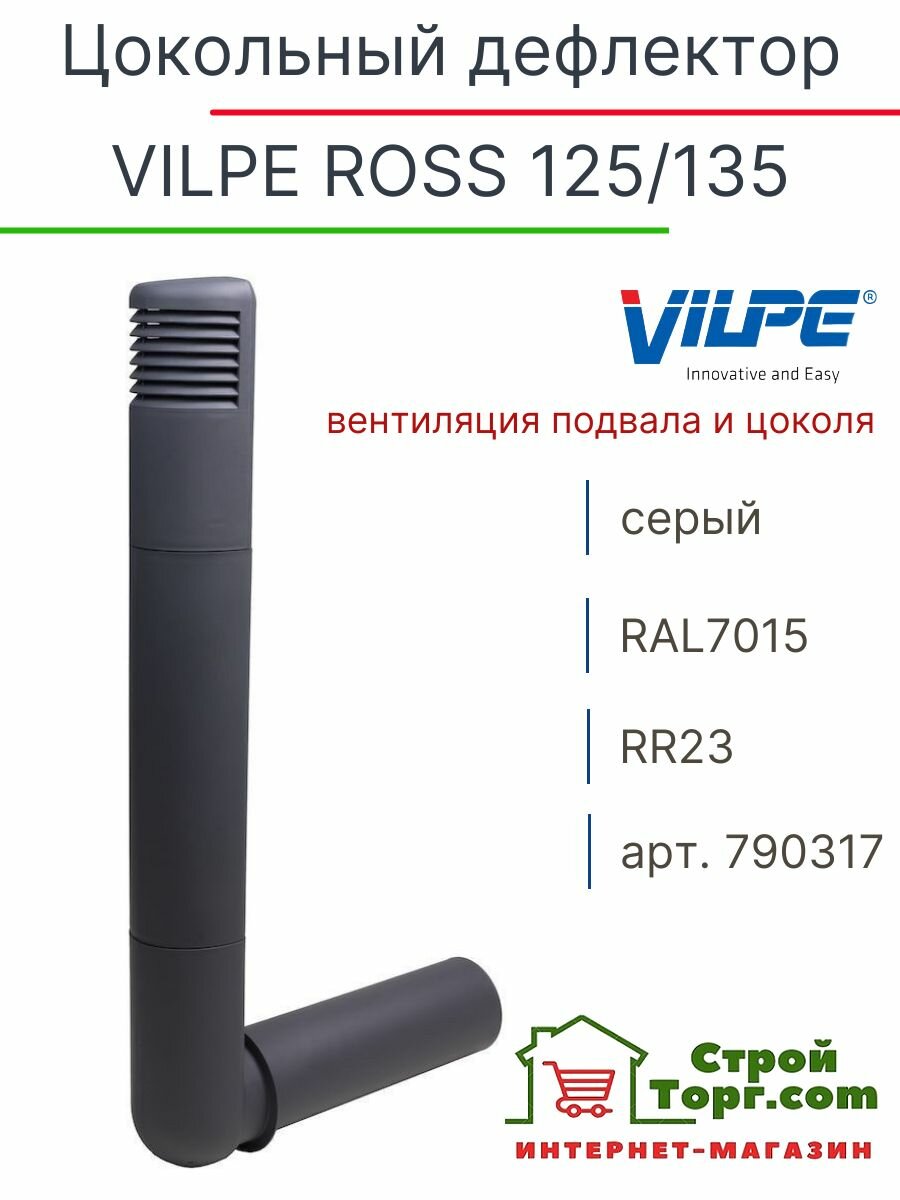 Цокольный дефлектор VILPE ROSS 125/135 серый, арт. 790317