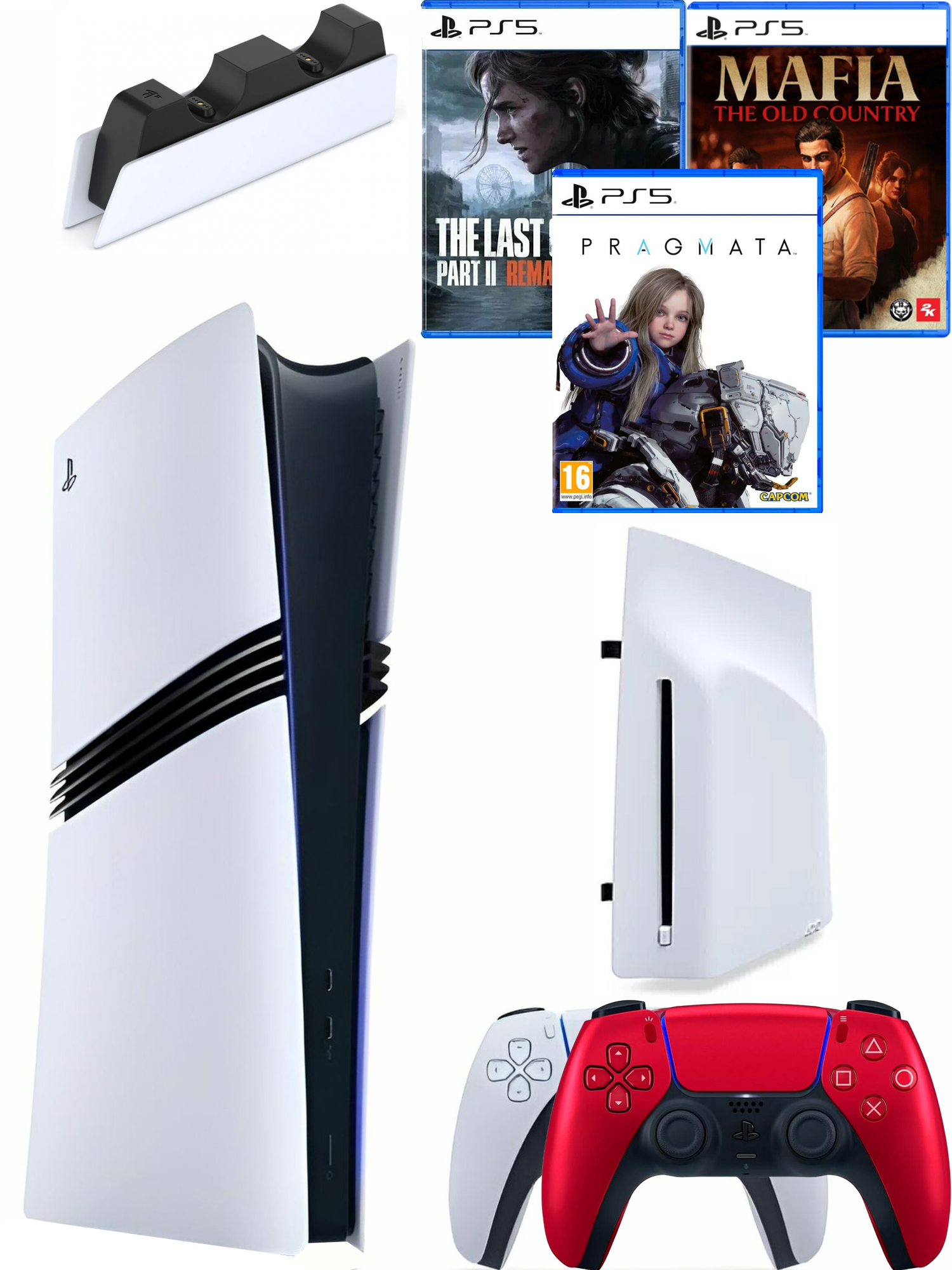 Игровая приставка Sony PS 5 Pro Digital Edition+Зарядная станция+ Дисковод +2-ой геймпад+3 игры , 2Tb SSD