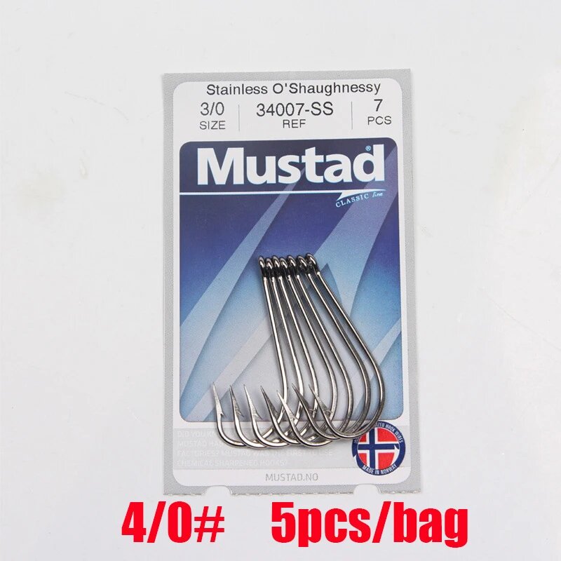 Mustad Norway Origin Рыболовный крючок высокоуглеродистая сталь 8-8/0# 4-0