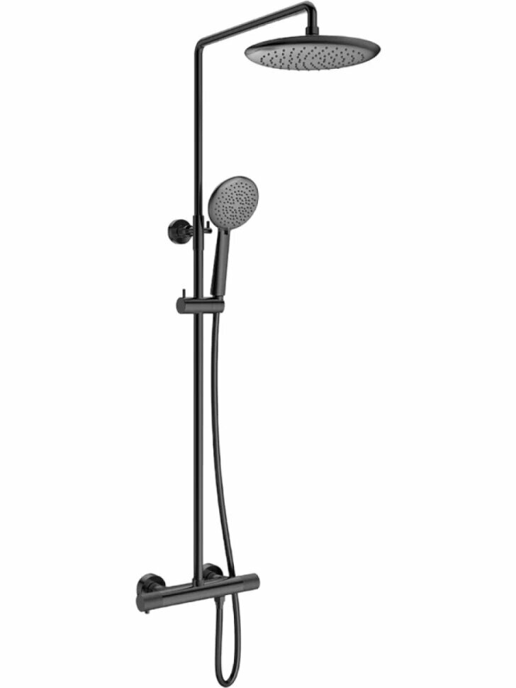 Душевая стойка Vincea Desire VSFS-1D0TGM с термостатом, вороненая сталь