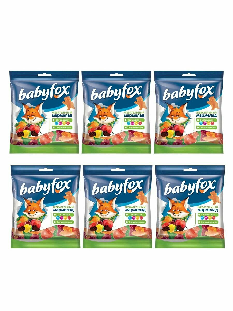 BabyFox Жевательный мармелад с соком ягод и фруктов, 70 гр, 6 уп