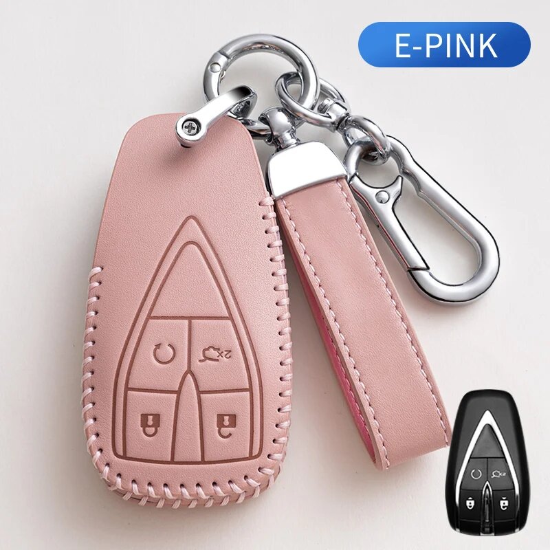 Кожаный чехол-брелок для ключей Changan E-Pink