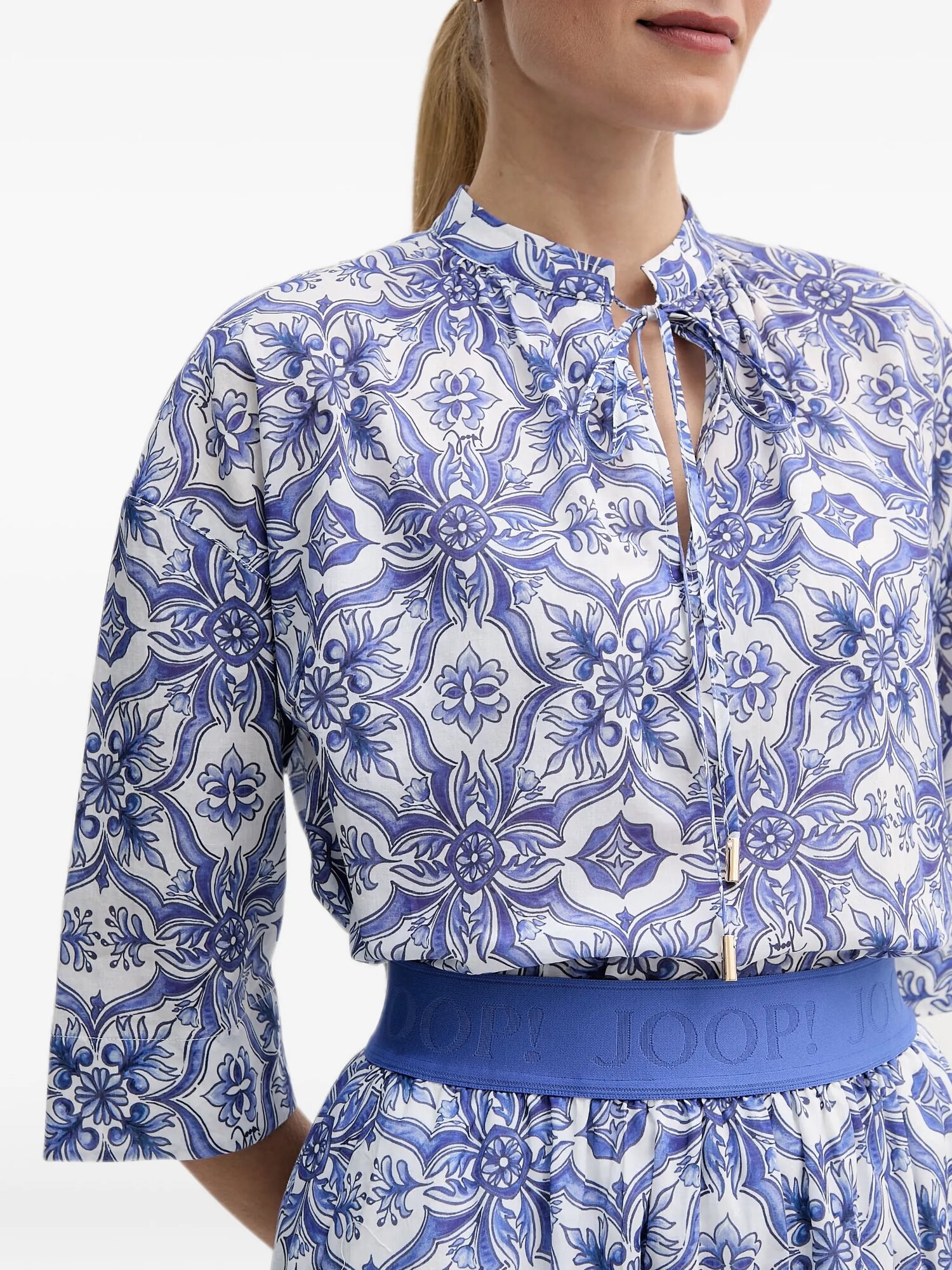 Блуза JOOP! Beyda blouse, размер 40, бежевый/белый — фото 1