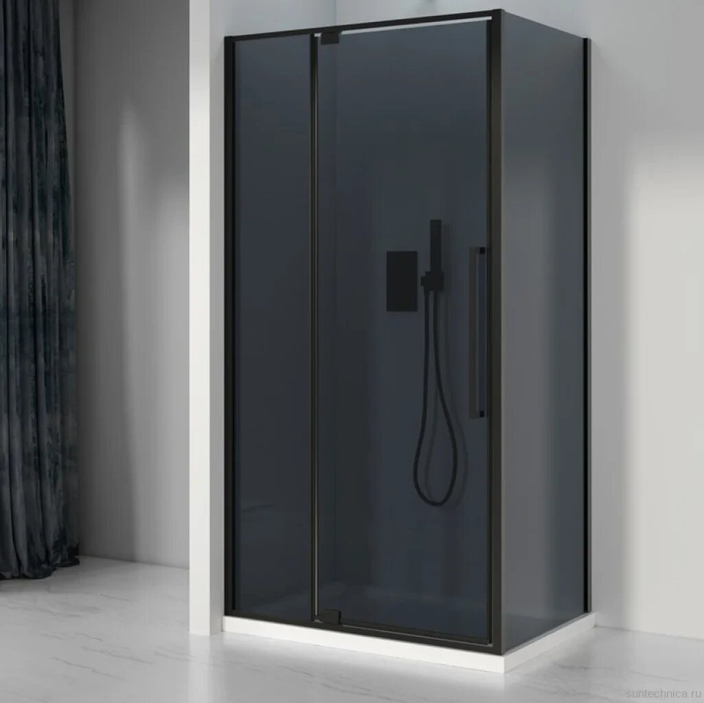 Душевой уголок Black&White Stellar Wind S818 BG 100х80, профиль черный, стекло тонированное