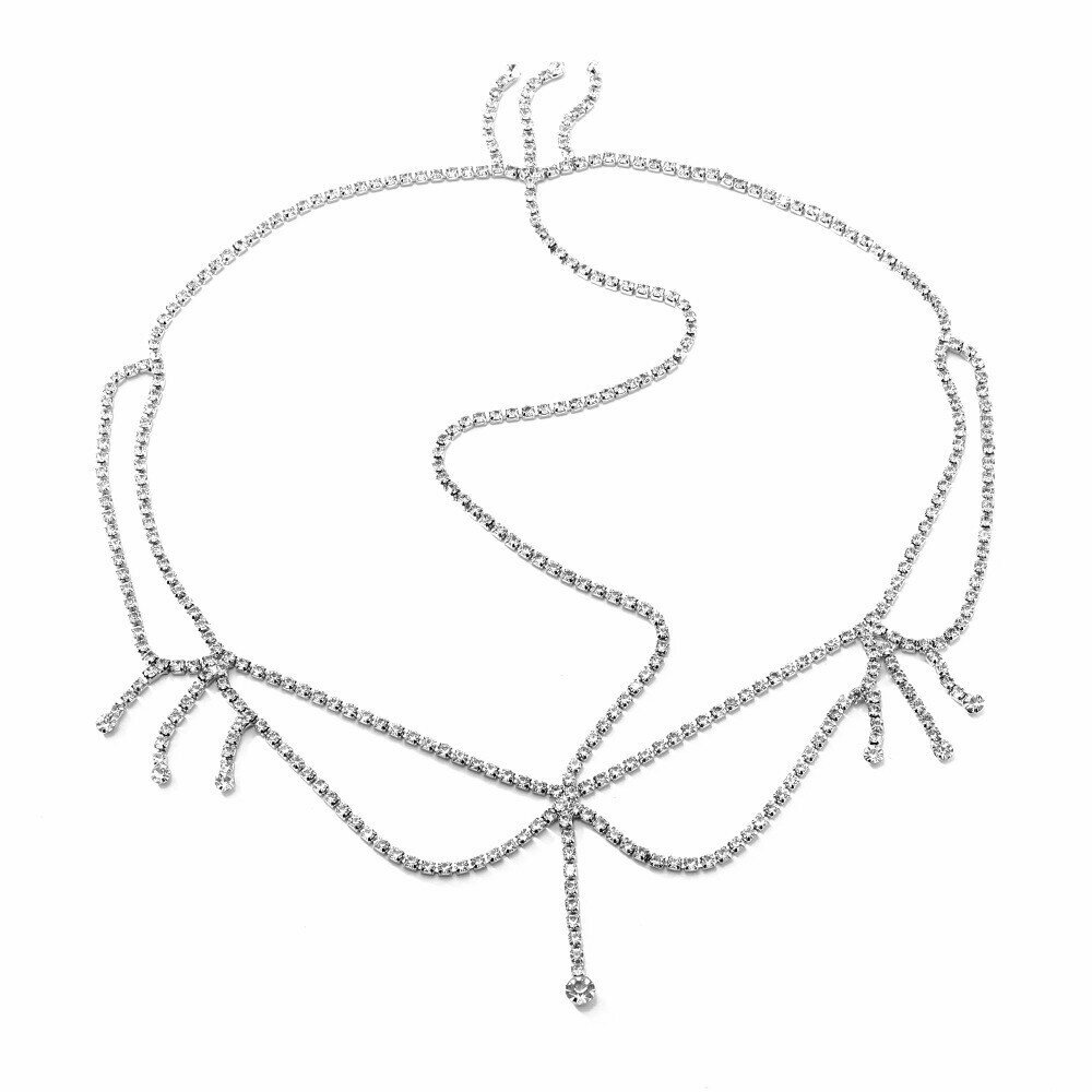Water bridal headpiece with tassel design for wedding accessories silver