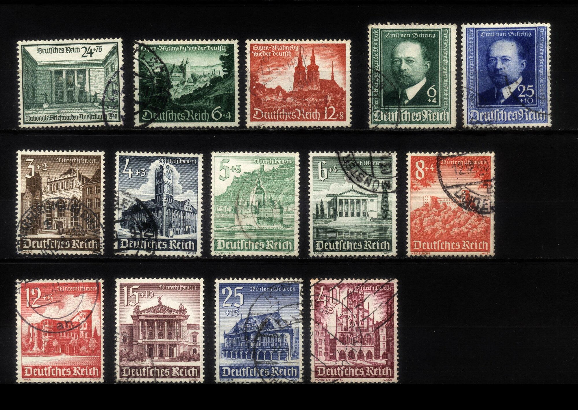 Марка Германия. 1940 г. Набор гашёных марок года. "Высокий" каталог.