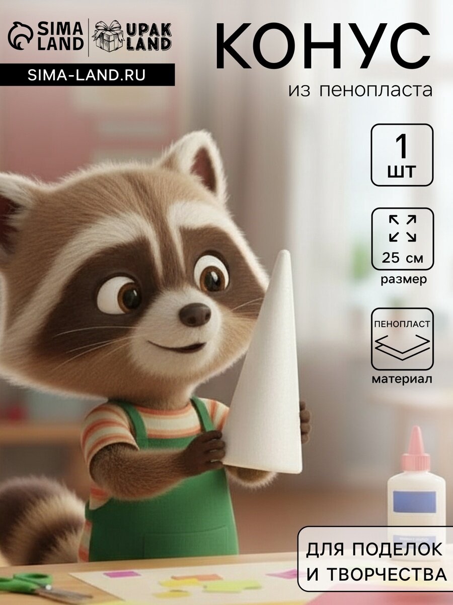 Конус из пенопласта, 1 шт, размер 25×9 см