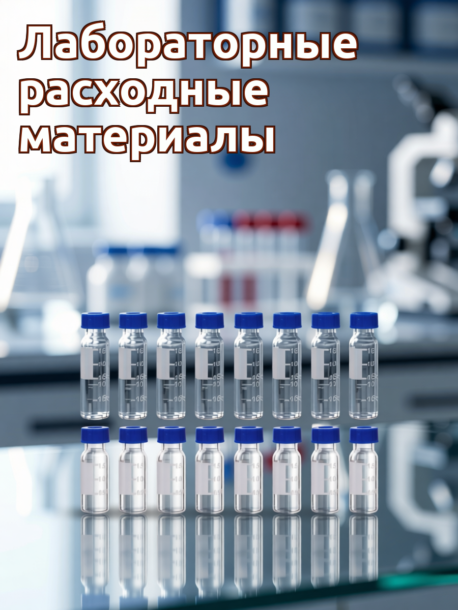 Набор из 100 стеклянных винтовых пробирок из гидролизного стекла для лабораторных анализов