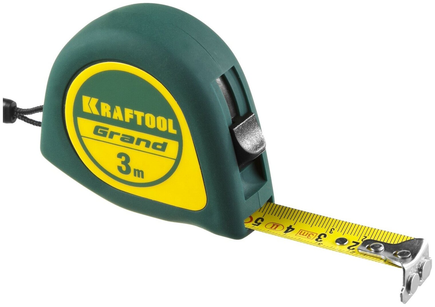 Рулетка KRAFTOOL Grand обрезиненный пластиковый корпус, 3м х 16мм 34022-03-16