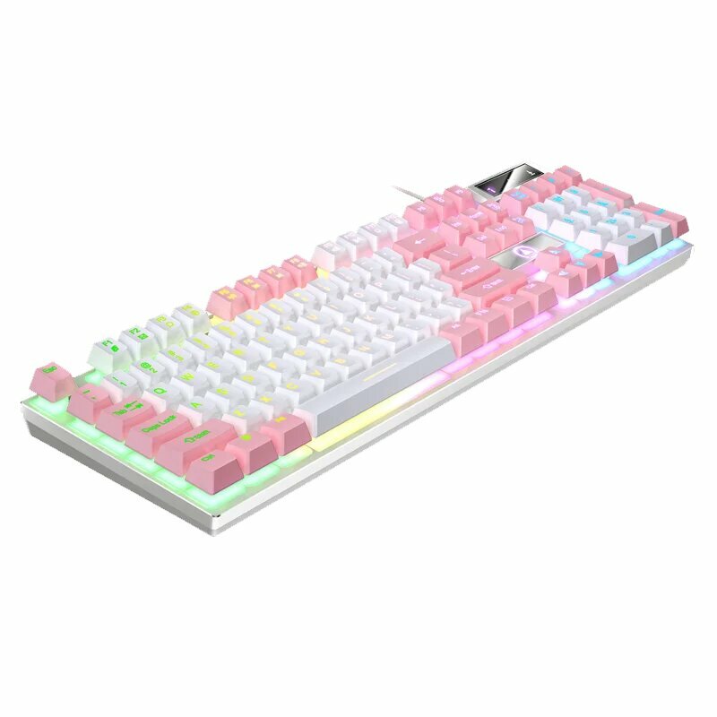 Игровая клавиатура White-Pink 104 клавиши, проводная