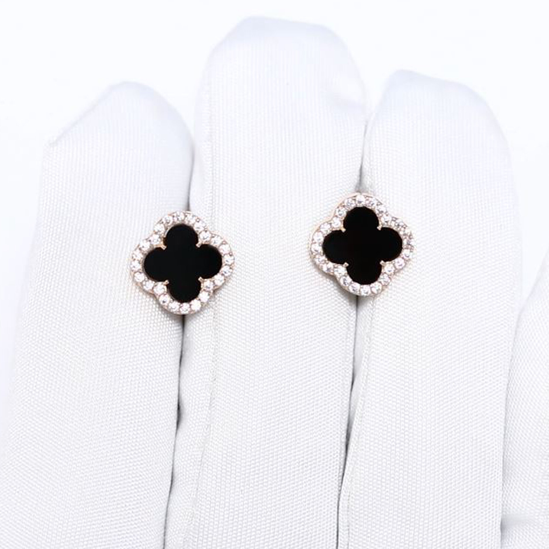 Серьги, красное золото, 585 проба, оникс, фианит