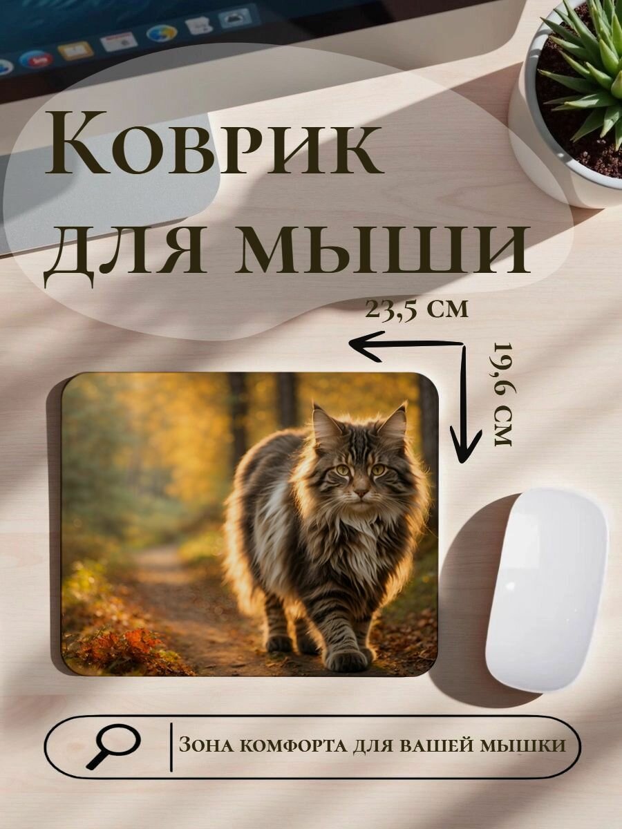 Коврик для мыши Мейн-кун в осеннем лесу