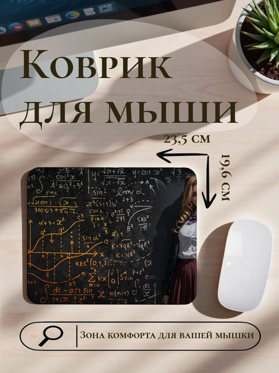 Коврик для мыши школьница с формулами