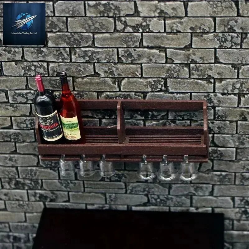 1/6, 1/12 настенный винный шкаф для кукольного домика Dollhouse, 6 бокалов для вина + 2 бокала для красного вина + 1 винный шкаф
