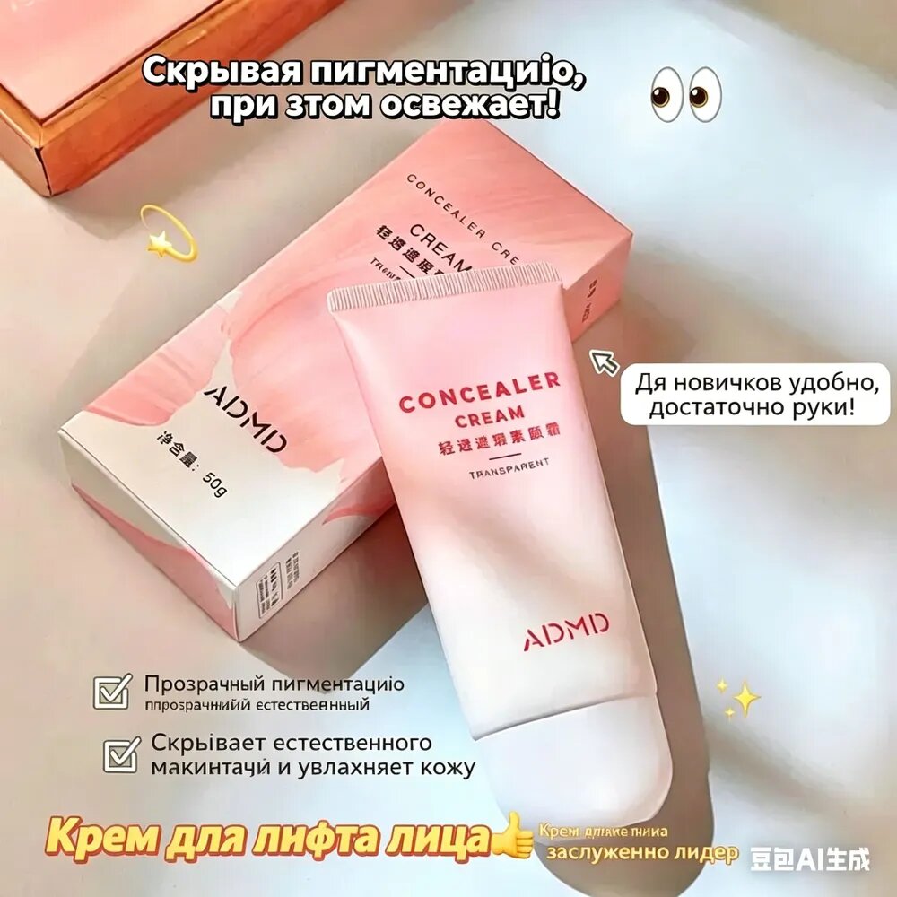 ADMD легкий тональный крем с эффектом консилера, кремовая текстура, 50 г