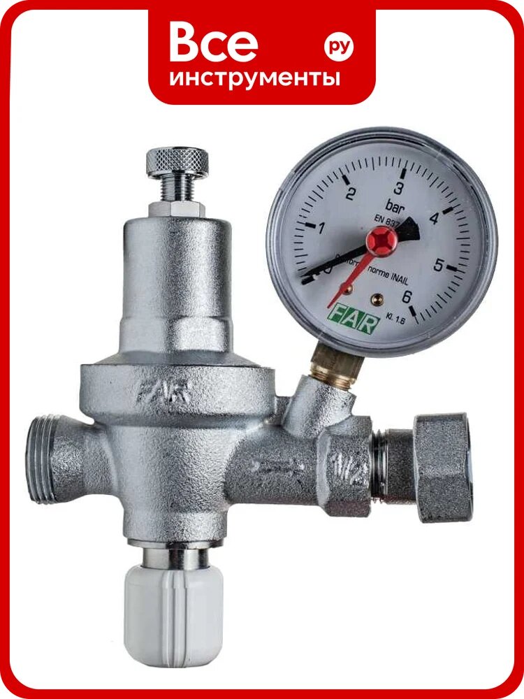 Автоматический редуктор с манометром FAR 1/2", 0-6 бар FA 2110 12, 6 бар