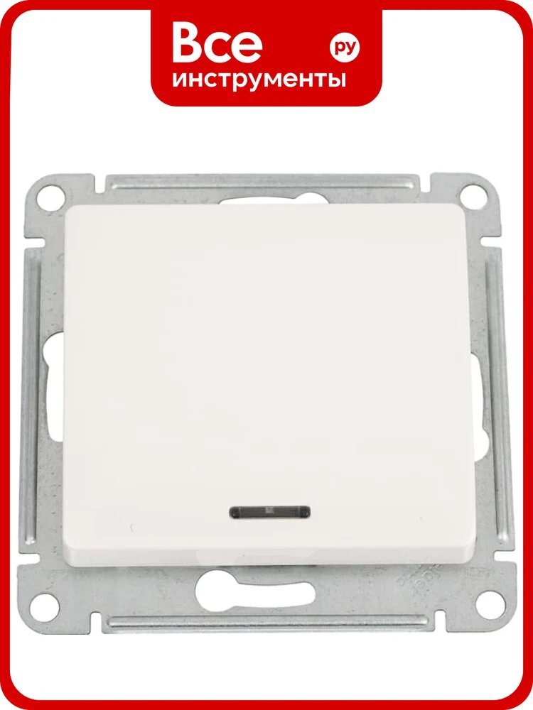 1-клавишный выключатель Systeme Electric Glossa Молочный с подсветкой, сх.1а,