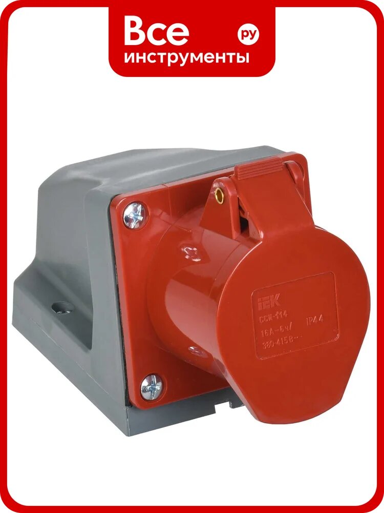 Розетка наружной установки IEK 16А 3P+Е 380В IP44 114 ИЭК PSR12-016-4