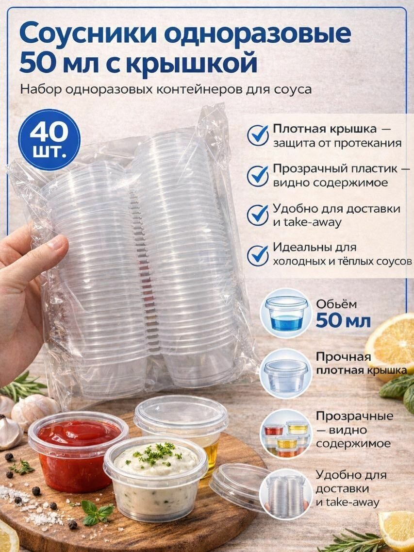 Контейнер пищевой, 50 мл, 40 шт