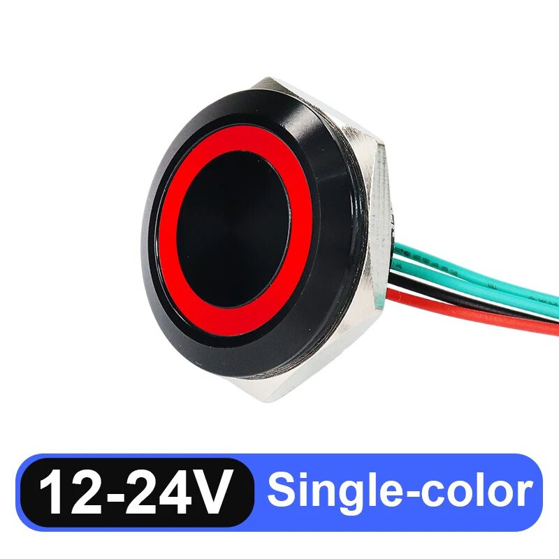 Мгновенная кнопка VaneAims алюминиевая 16/19/22/25/30 мм 12/24 В 30mm (1NO), 12-24V Red LED