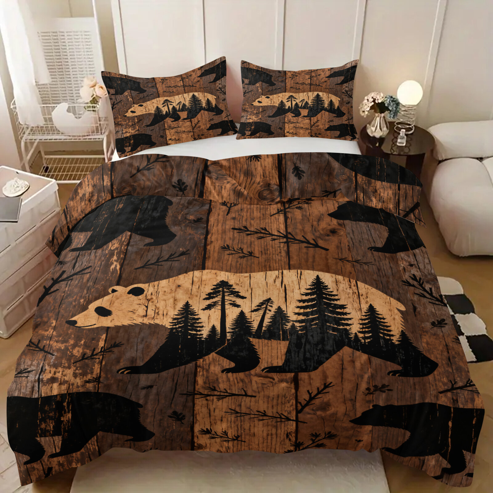 Пододеяльник Дикие животные (медведи)175x215cm Постельное белье пододеяльник