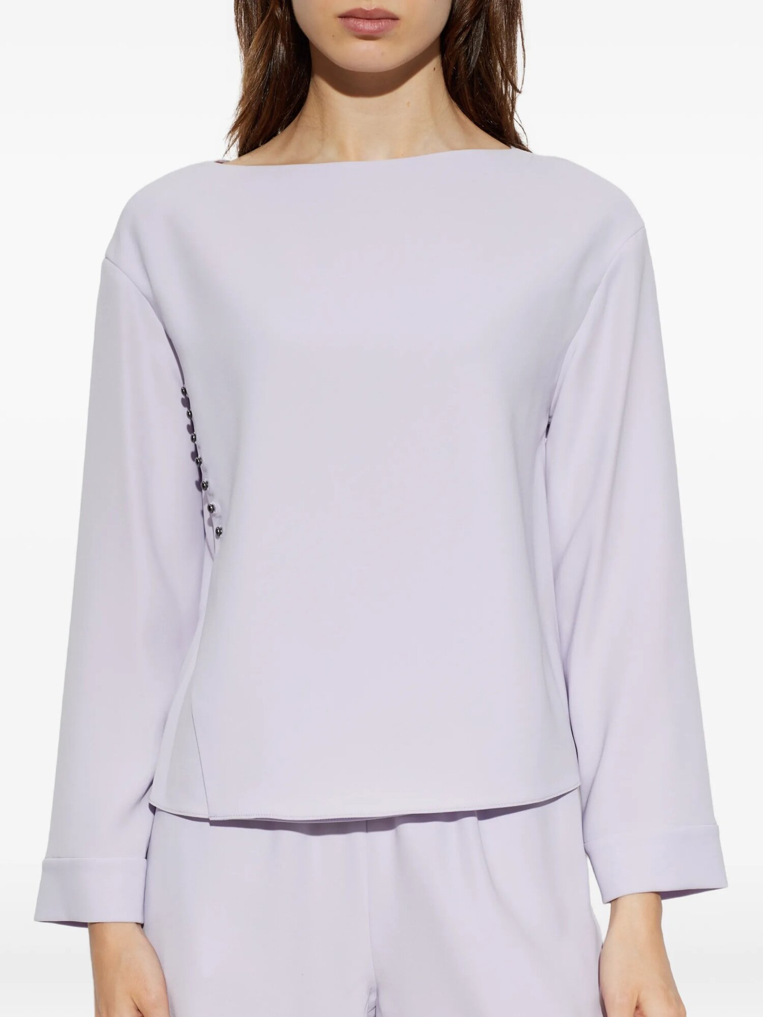 Блуза EMPORIO ARMANI Button-detail long-sleeve blouse, размер 42, фиолетовый — фото 1