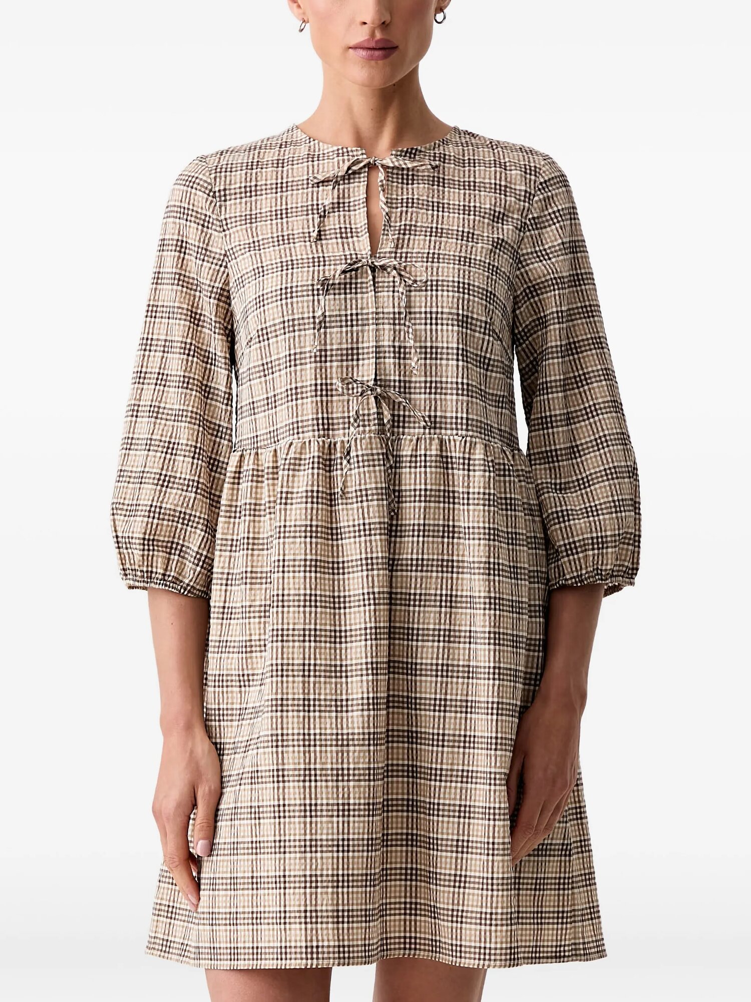 Платье Checked tie-fastening mini dress
