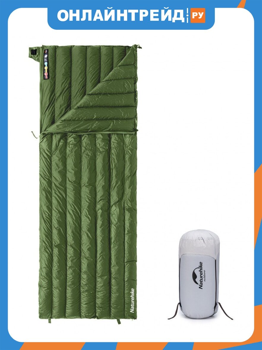 Спальный мешок Naturehike Cicada Wing CW295 утиный пух, 72х190см, зеленый